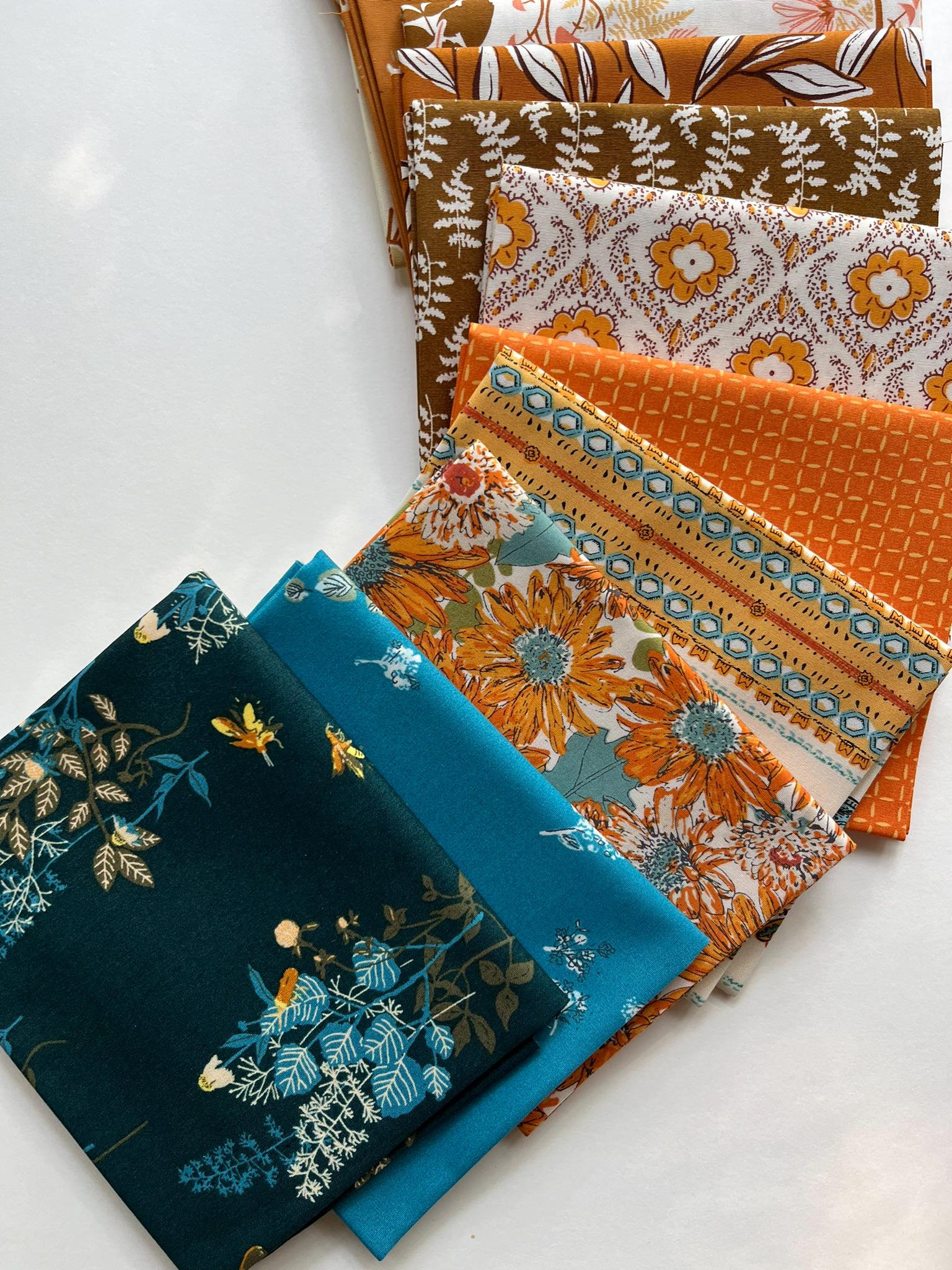 Curated Fat Quarter Bundle 13 Fat Quarters Teal Brown Warm Color Art ...