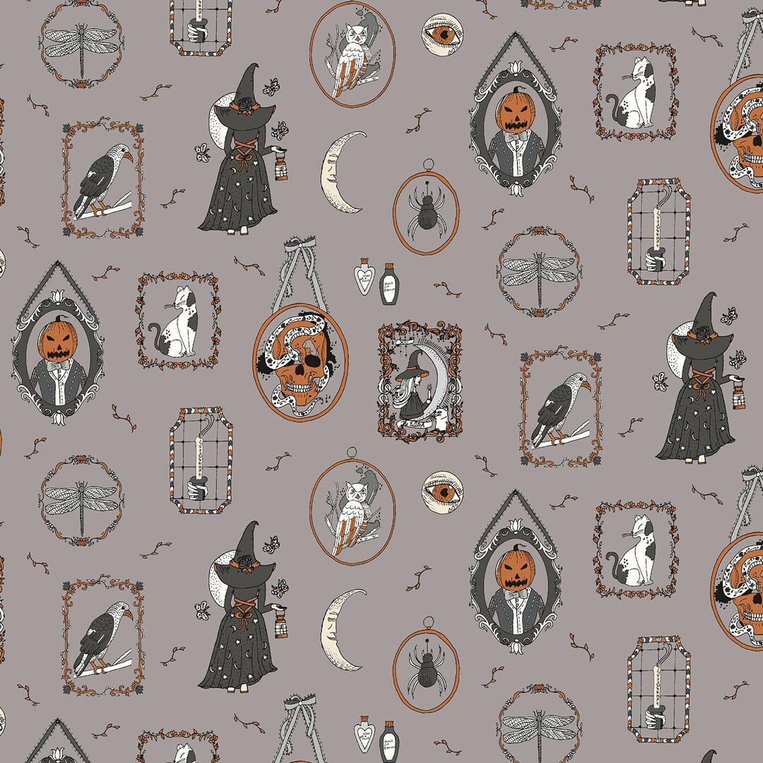 QP100-ST2 Victorian Nightmares - Haunting Memories - Steel Fabric RJR ...