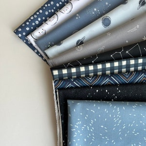 Kids Quilt Fabric Fat Quarters Bundle 10 Pcs Outer Space Stars Planets ...