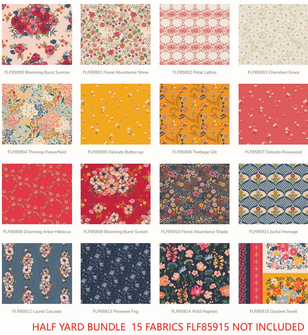 The Flower Fields Collection Half Yard Bundle by Maureen Cracknell AGF Art Gallery Fabrics - Etsy