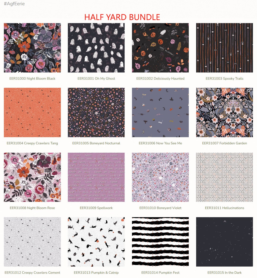 Eerie Collection Half Yard Bundle by Katarina Roccella AGF Art Gallery Fabrics - Etsy