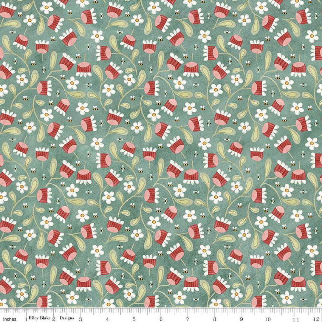 Bolt End- Discontinued --28"--hop Hop Hooray Blooms and Bees Teal ...