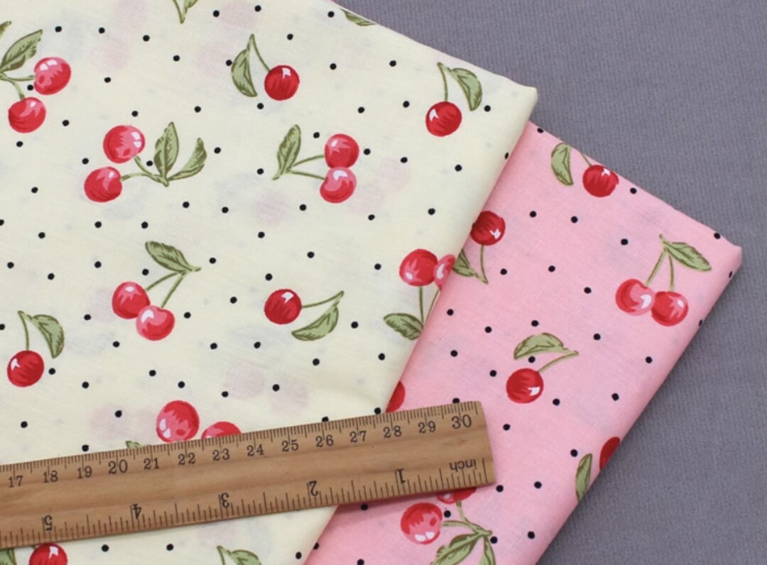 Backorder Retro Cherry Cherries Premium Cotton Print Fabric 58" Wide by ...