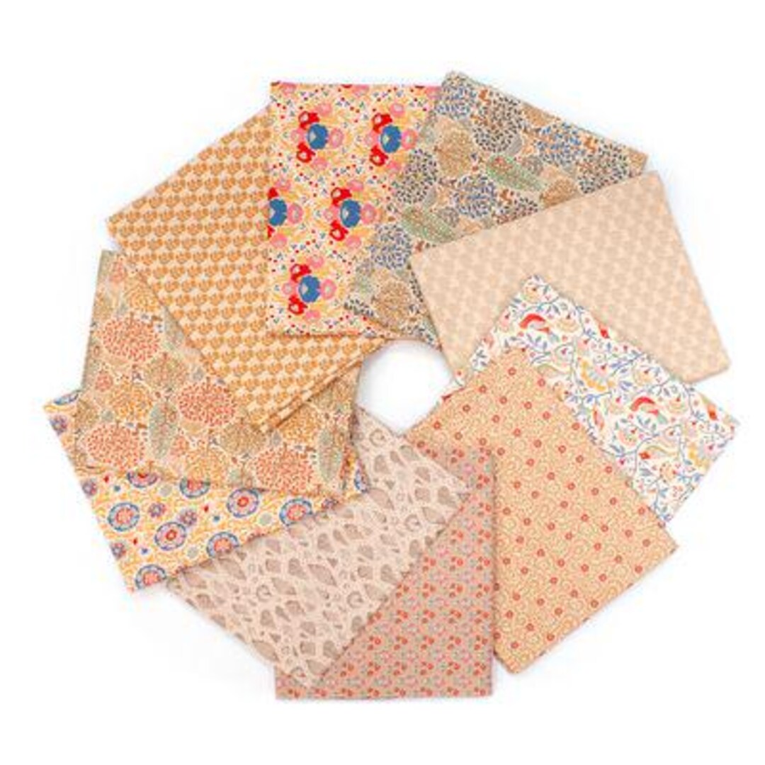 SA-TILMIX1 Vintage Tilda Cream Gold 10pc Fat Quarter Bundle Half Yard ...