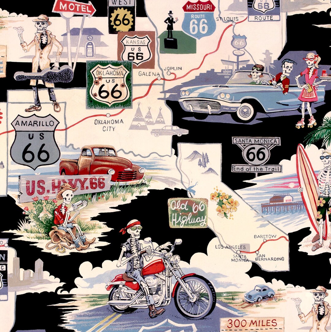 Alexander Henry Memories of Route 66 9056B Cotton Fabric Nicole Prints ...