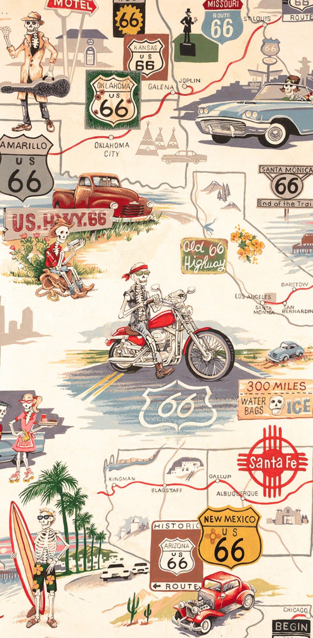 Alexander Henry Memories of Route 66 9056A Cotton Fabric Nicole Prints ...