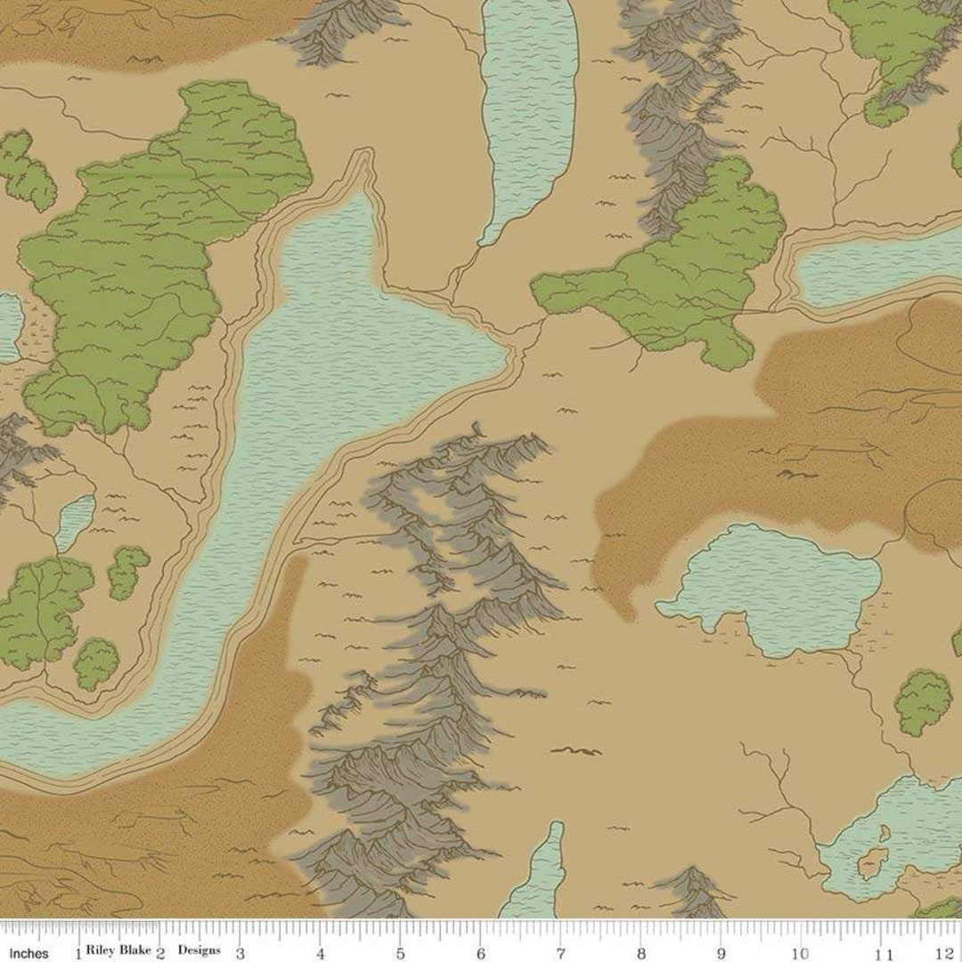 National Parks Map Sand C8781-SAND Riley Blake Designs Topographical ...