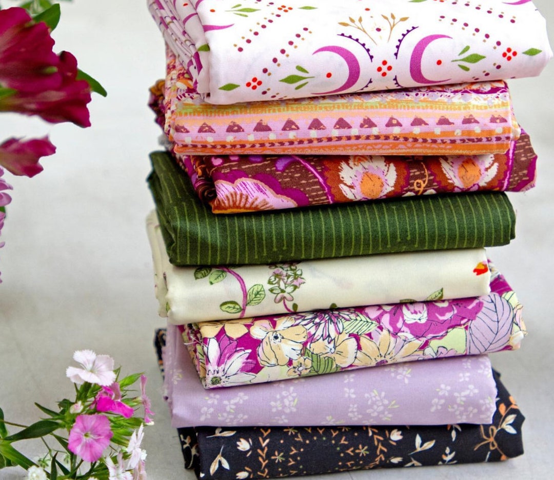 Purple Lilac Green Color Quilt Bundle 8 Art Gallery Fabrics Fat Quarter ...