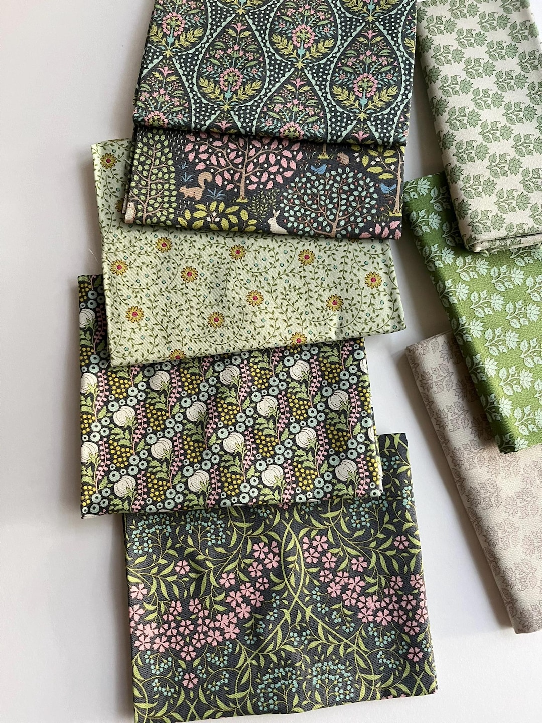 Tilda Sanctuary 8 Pc Green and Grey Fat Eight Bundle Fat Quarter Bundle ...