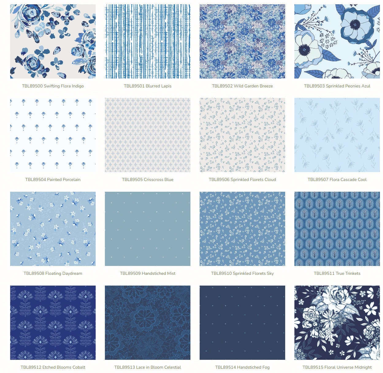 True Blue Collection * Fat Quarters Bundle Half Yard Bundle Art Gallery ...