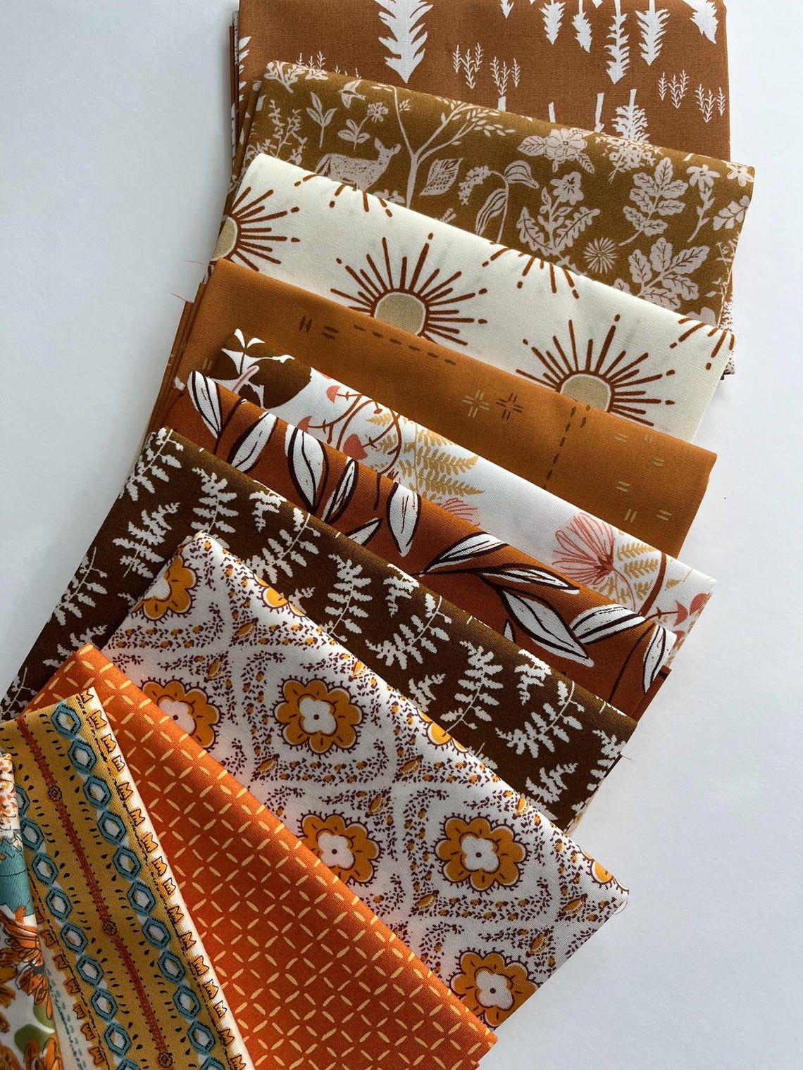 Curated Fat Quarter Bundle 13 Fat Quarters Teal Brown Warm Color Art ...