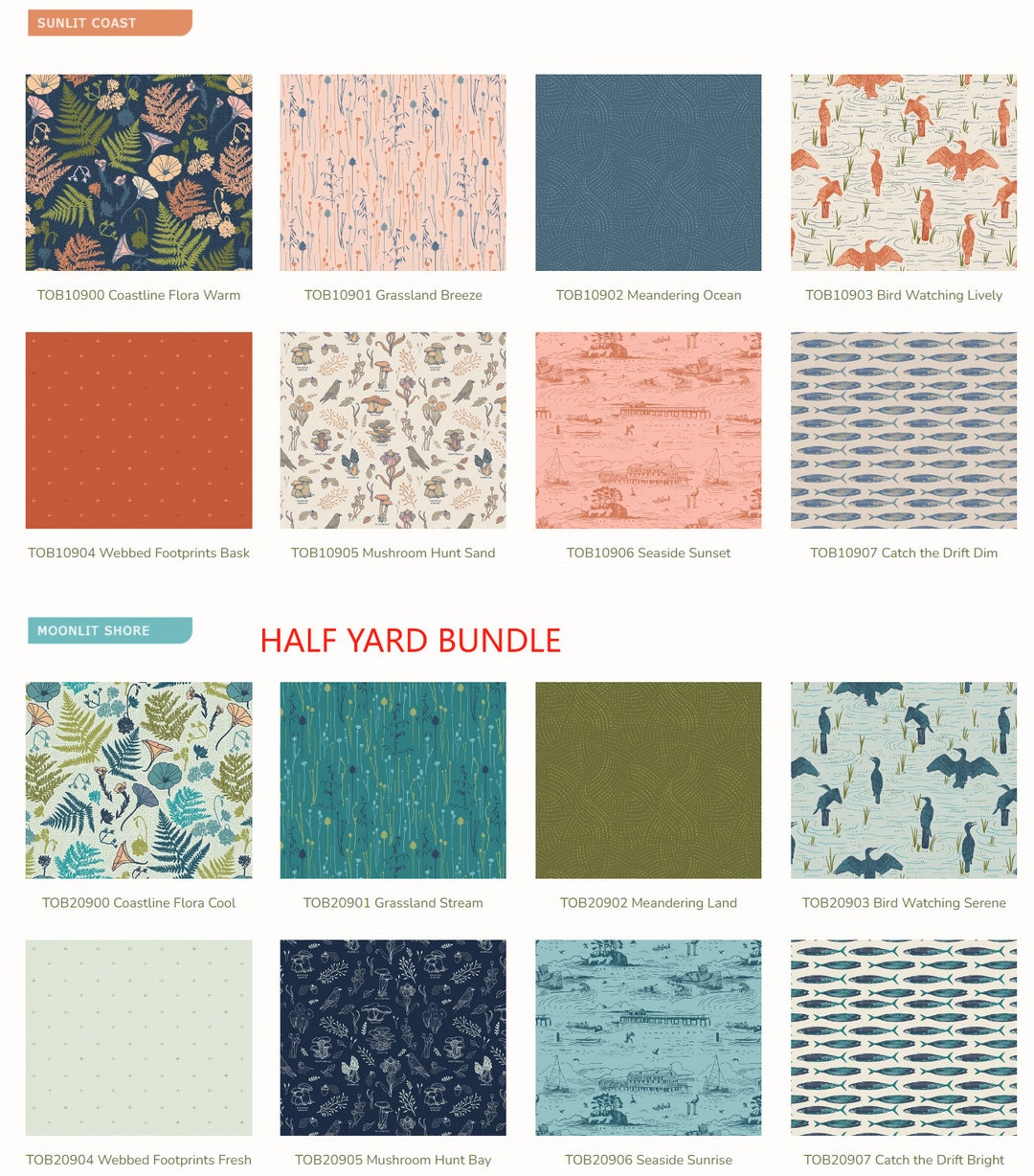 Tomales Bay Collection Half Yard Bundle by Katie O'shea AGF Art Gallery Fabrics - Etsy