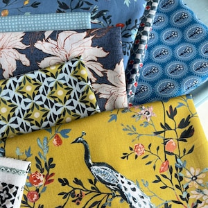Denim Blue Gold Color Quilt Bundle Art Gallery Fabrics AGF Fat Quarter ...