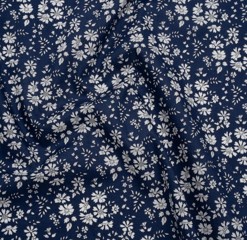 Liberty Fabric Capel Blue Dark Tana Lawn Cotton Fabric 03633055U 1115 ...