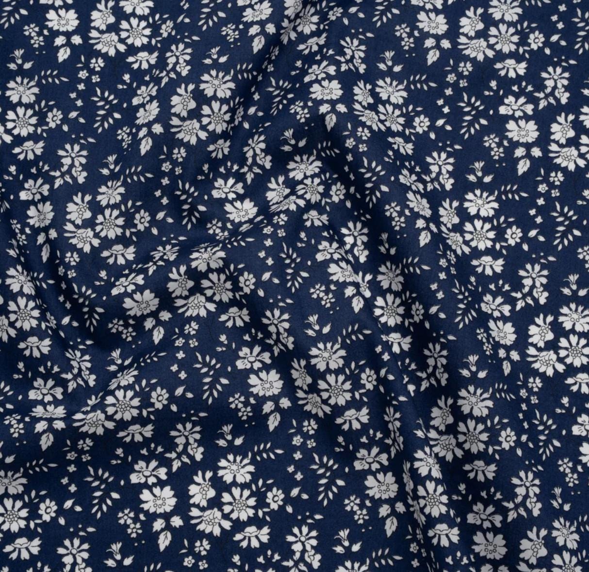 Liberty Fabric Capel Blue Dark Tana Lawn Cotton Fabric 03633055U 1115 ...