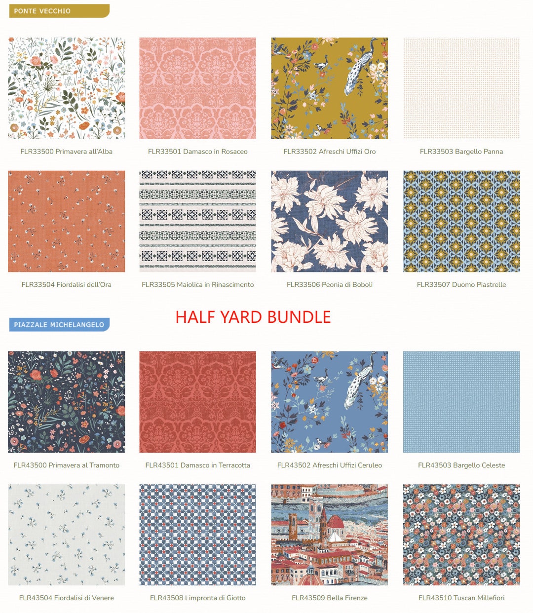 Florence Collection Half Yard Bundle by Katarina Roccella AGF Art Gallery Fabrics - Etsy