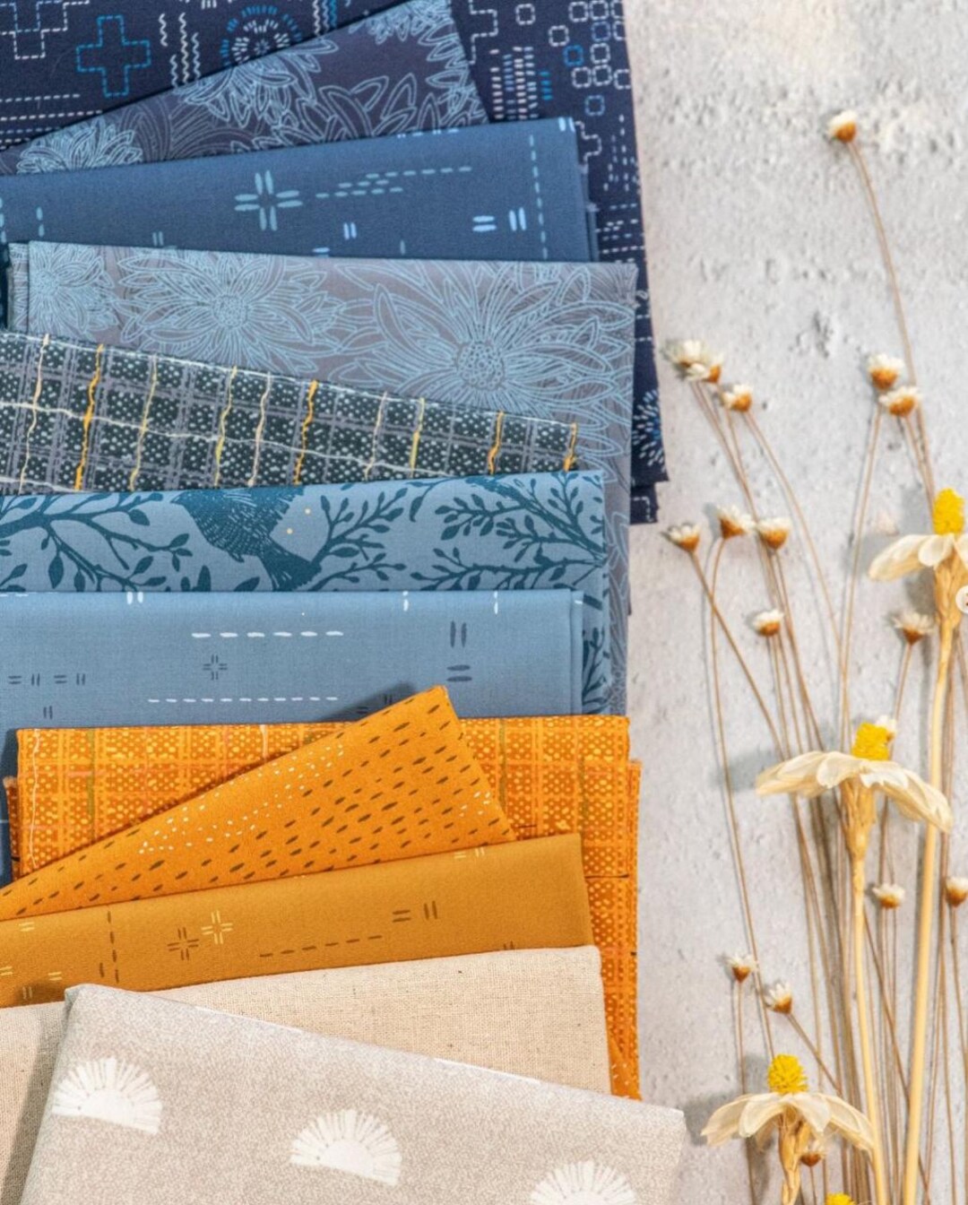 Vintage Blue Denim Linen 12 Prints | Art Gallery Fabrics AGF | Fat ...
