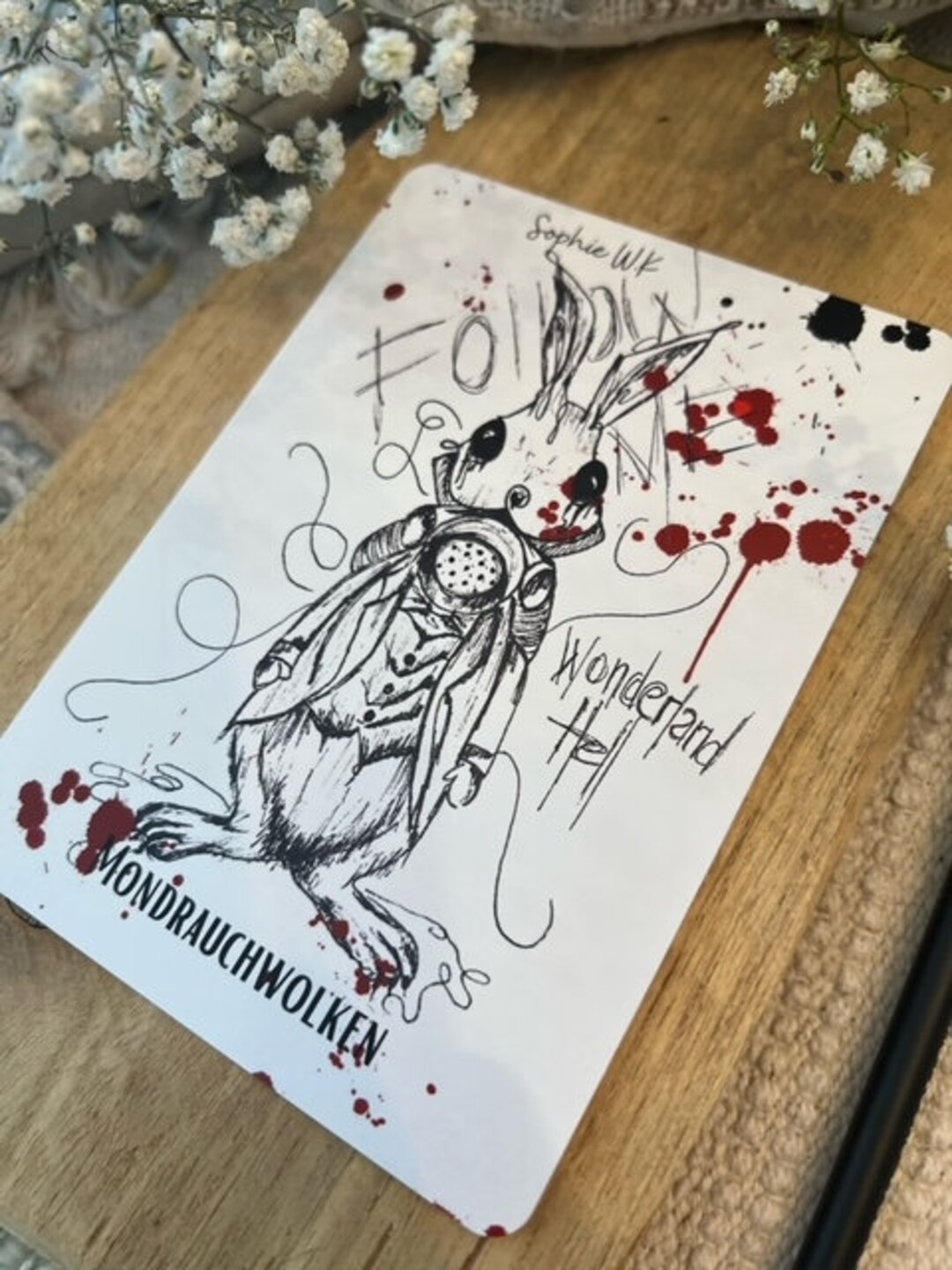 Poetry on Postcards: White Rabbit - Etsy