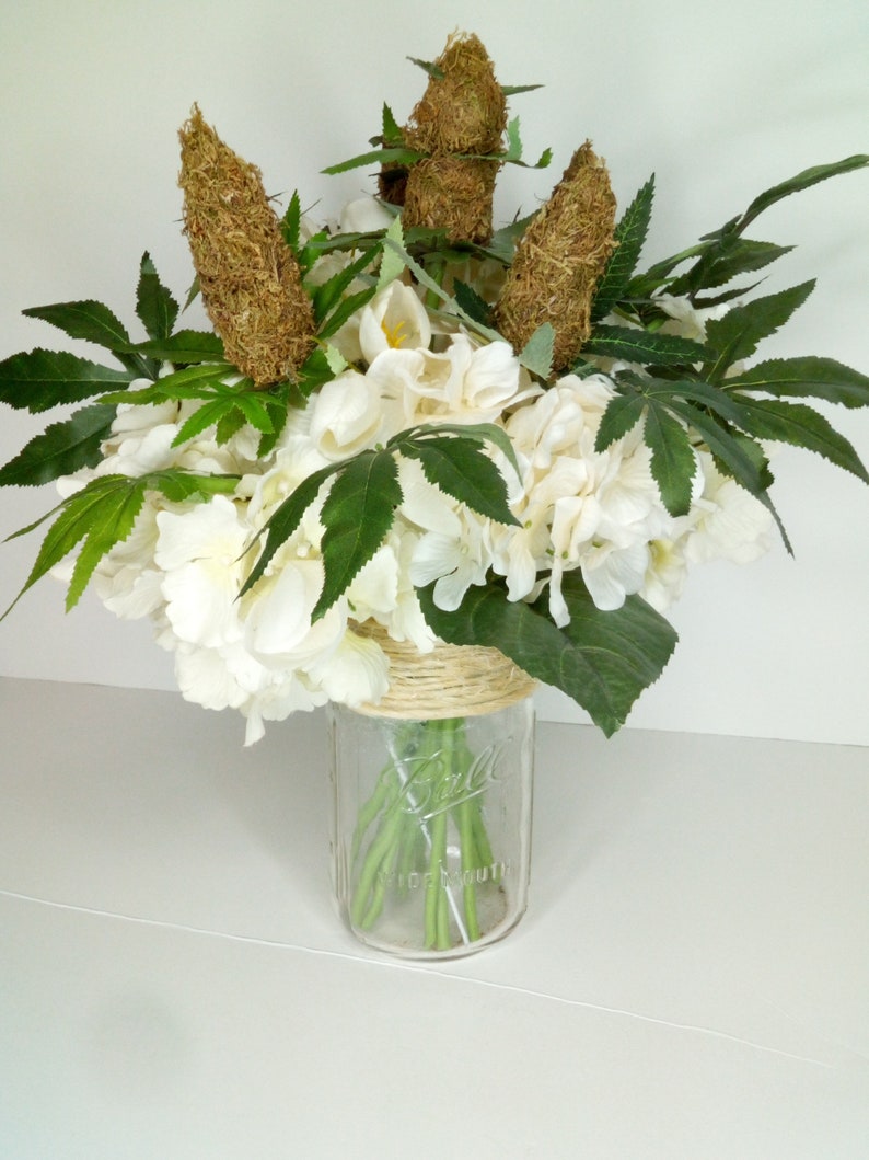 Floral Centerpiece Stoner Weed Wedding Fake Weed Artificial Marijuana ...