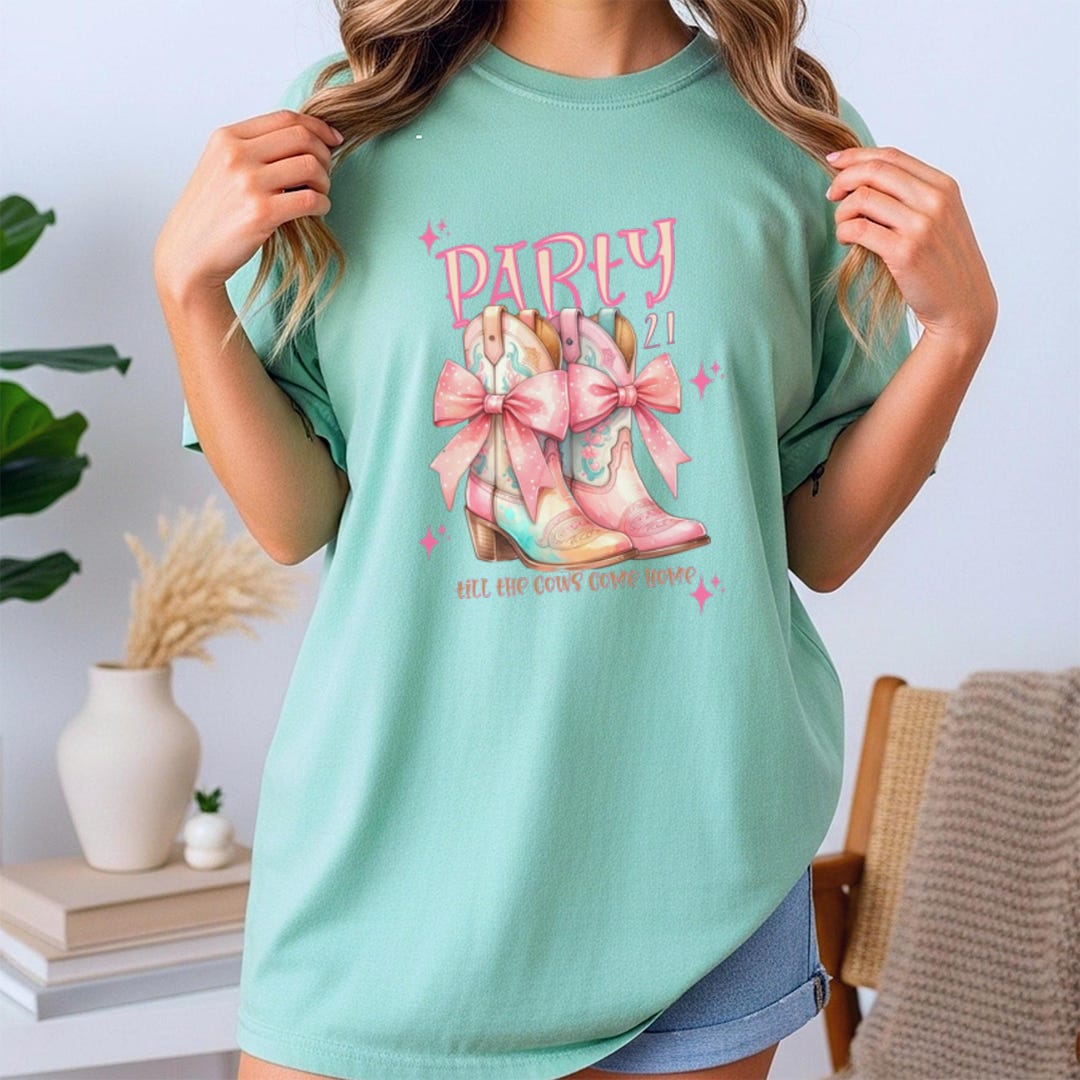 21st Birthday Cowboy Boots Comfort Colors T-shirt - Etsy