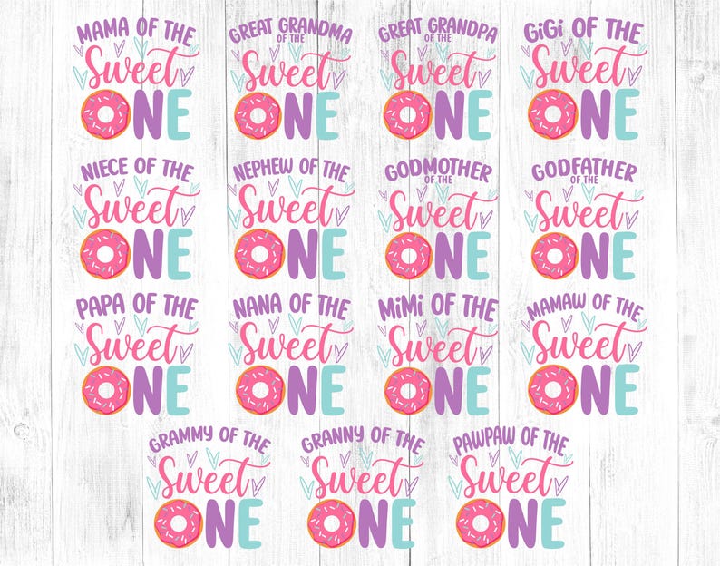 Sweet One Birthday Svg Bundle, Donut Theme Birthday Svg,matching Family ...