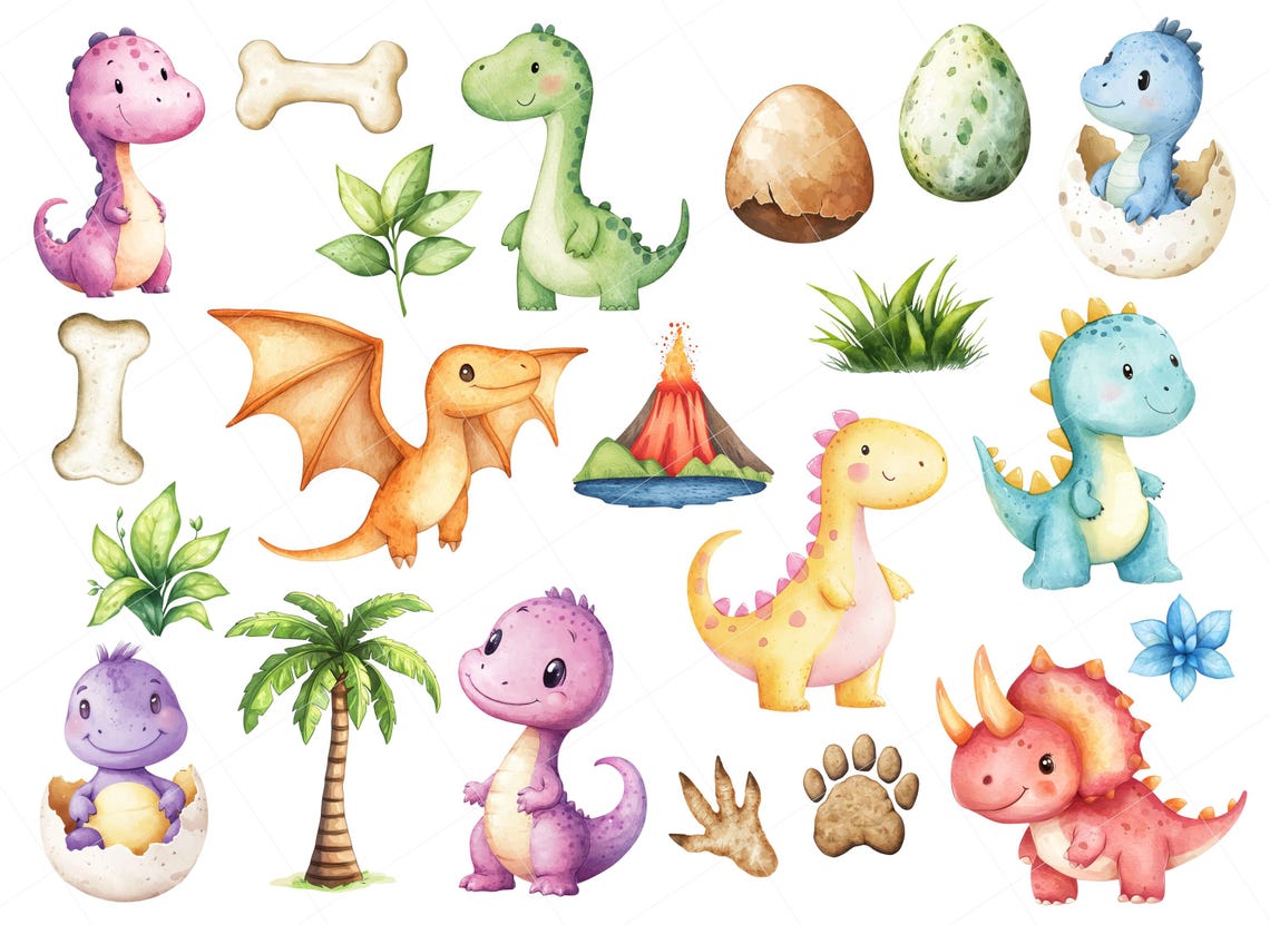 Baby Dinosaur PNG Clipart Set, Dino Clip Art (instant Download) - Etsy