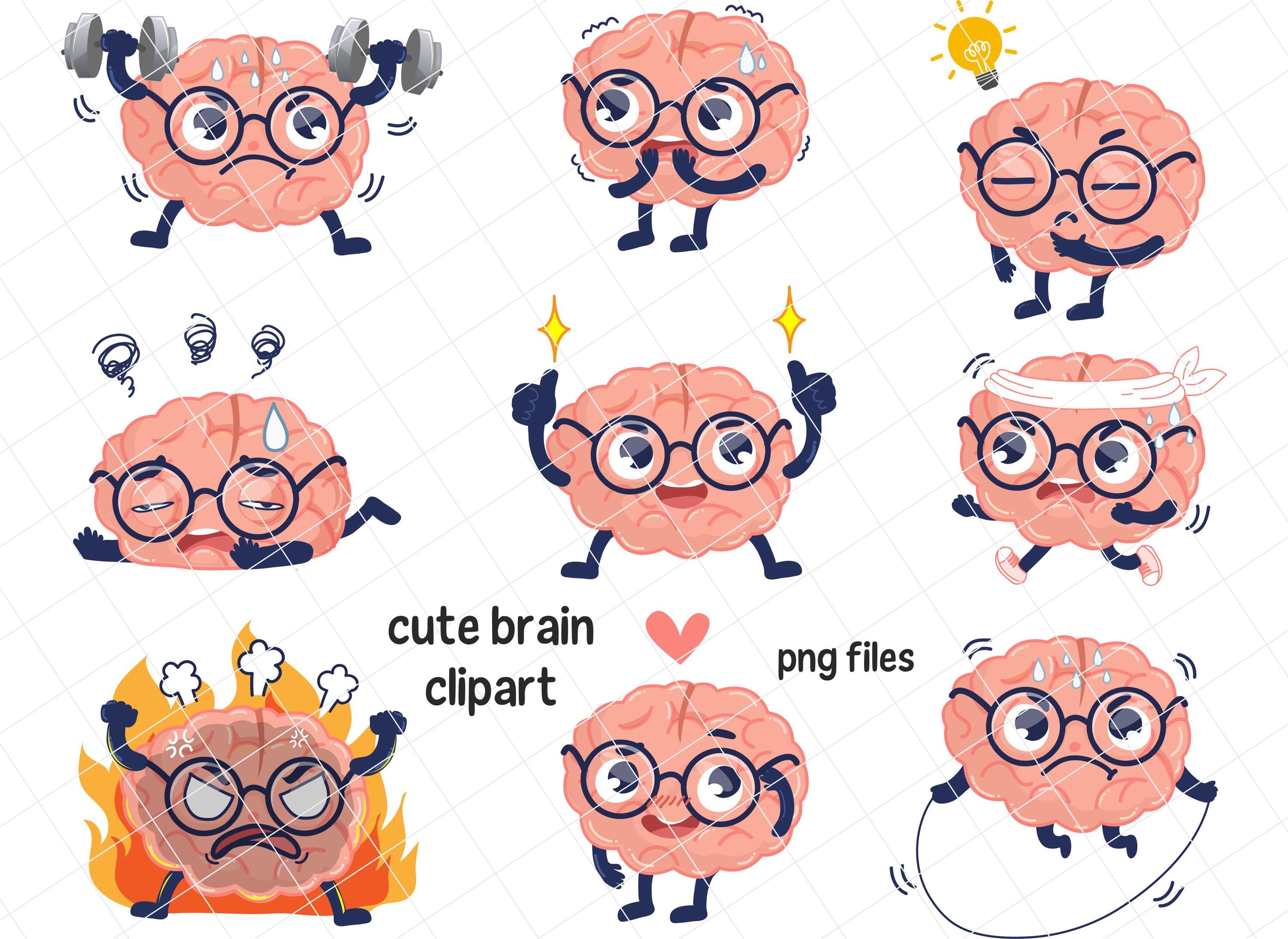 Cute Brain Clipart, Brain Clip Art, Brain Png, Cute Brain Png, Instant ...