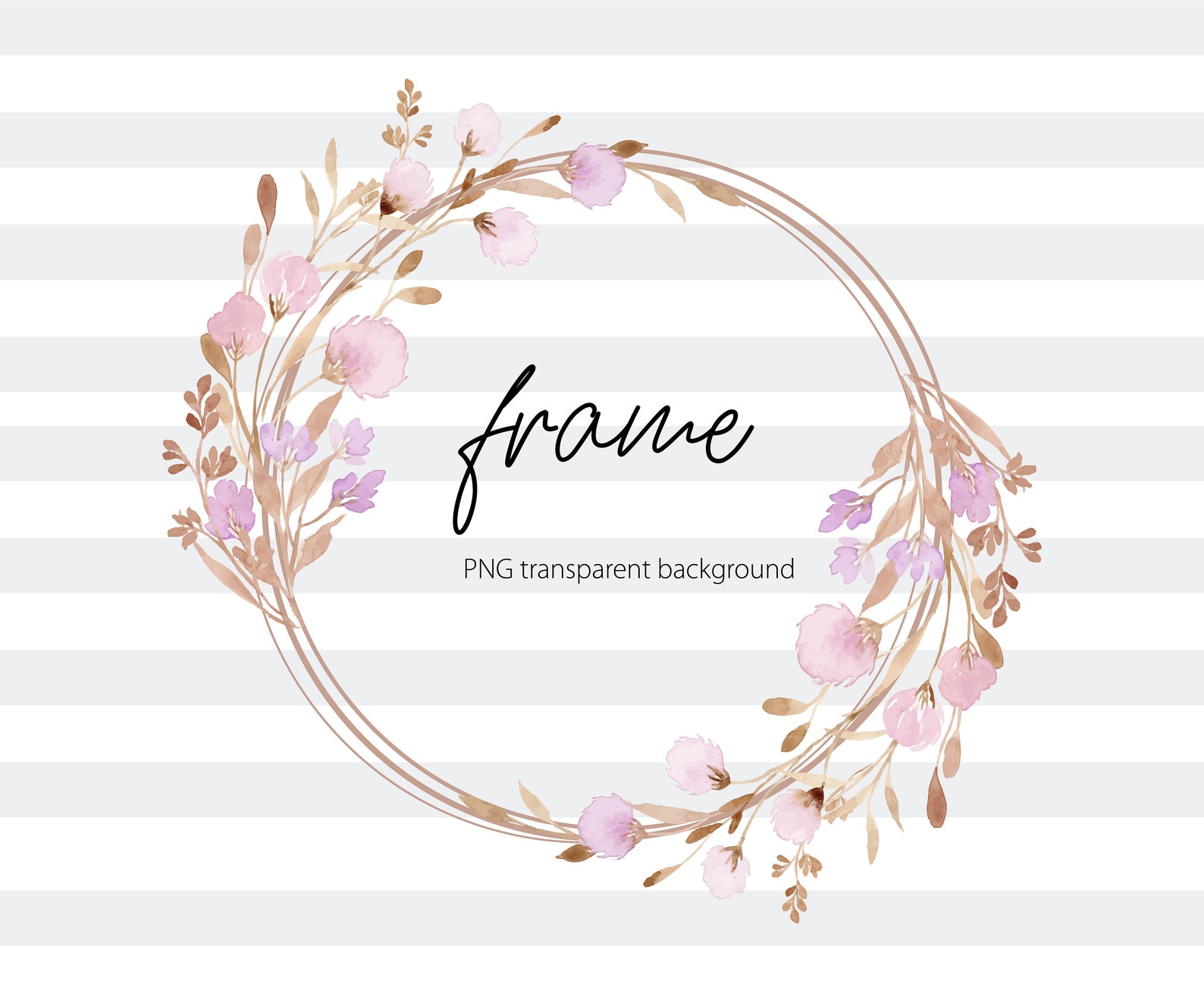 Soft Pink Floral Wreath Watercolor Frame, Frame Wreath Png, for Wedding ...