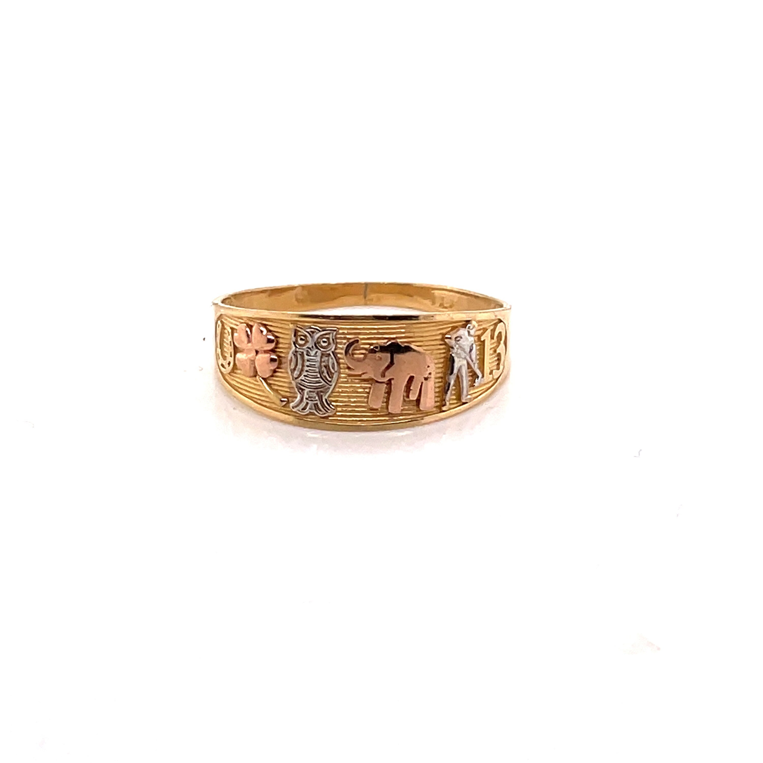 14K Yellow Gold Lucky Signs Ring - Etsy
