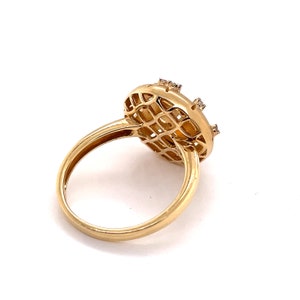 14KT Yellow Gold Diamond Round Open Circle Floral Matte Ring - Etsy