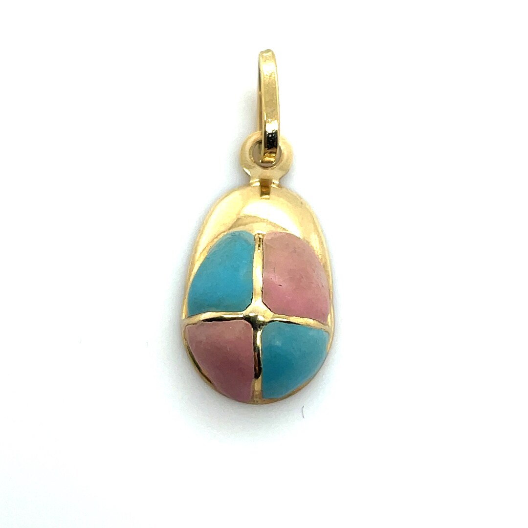 14K Yellow Gold Blue and Pink Enamel Baseball Cap Charm Pendant - Etsy