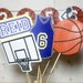 Basketball Centerpieces in Navy Gold - Printable Basketball Birthday ...