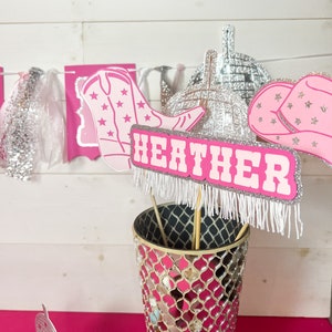 Pink Disco Cowgirl Centerpiece Western-themed Party Decor for Birthday ...