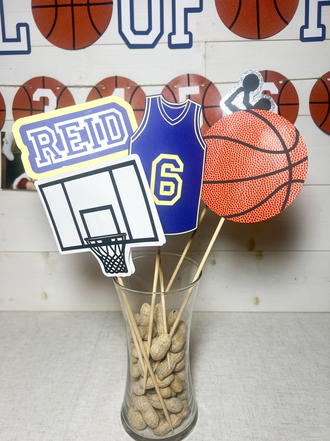 Basketball Birthday Centerpieces: Player, Jersey, Goal - Set of 7 - Etsy