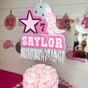 Disco Cowgirl Personalized Cake Topper Pink Cowgirl Birthday Party ...