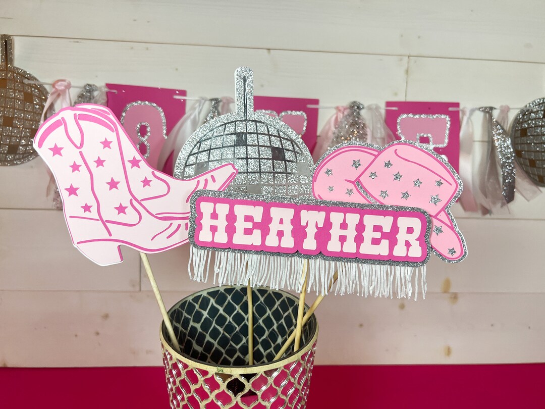 Pink Disco Cowgirl Centerpiece Western-themed Party Decor for Birthday ...