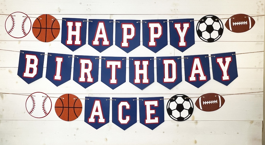 Personalized Sports Happy Birthday Banner Sports Banner Sport Birthday ...