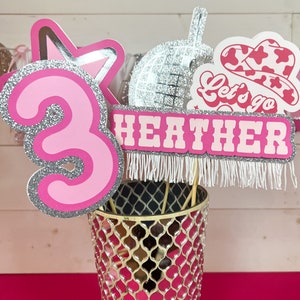 Pink Disco Cowgirl Centerpiece Western-themed Party Decor for Birthday ...