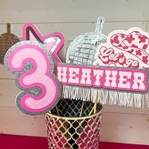 Pink Disco Cowgirl Centerpiece Western-themed Party Decor for Birthday ...