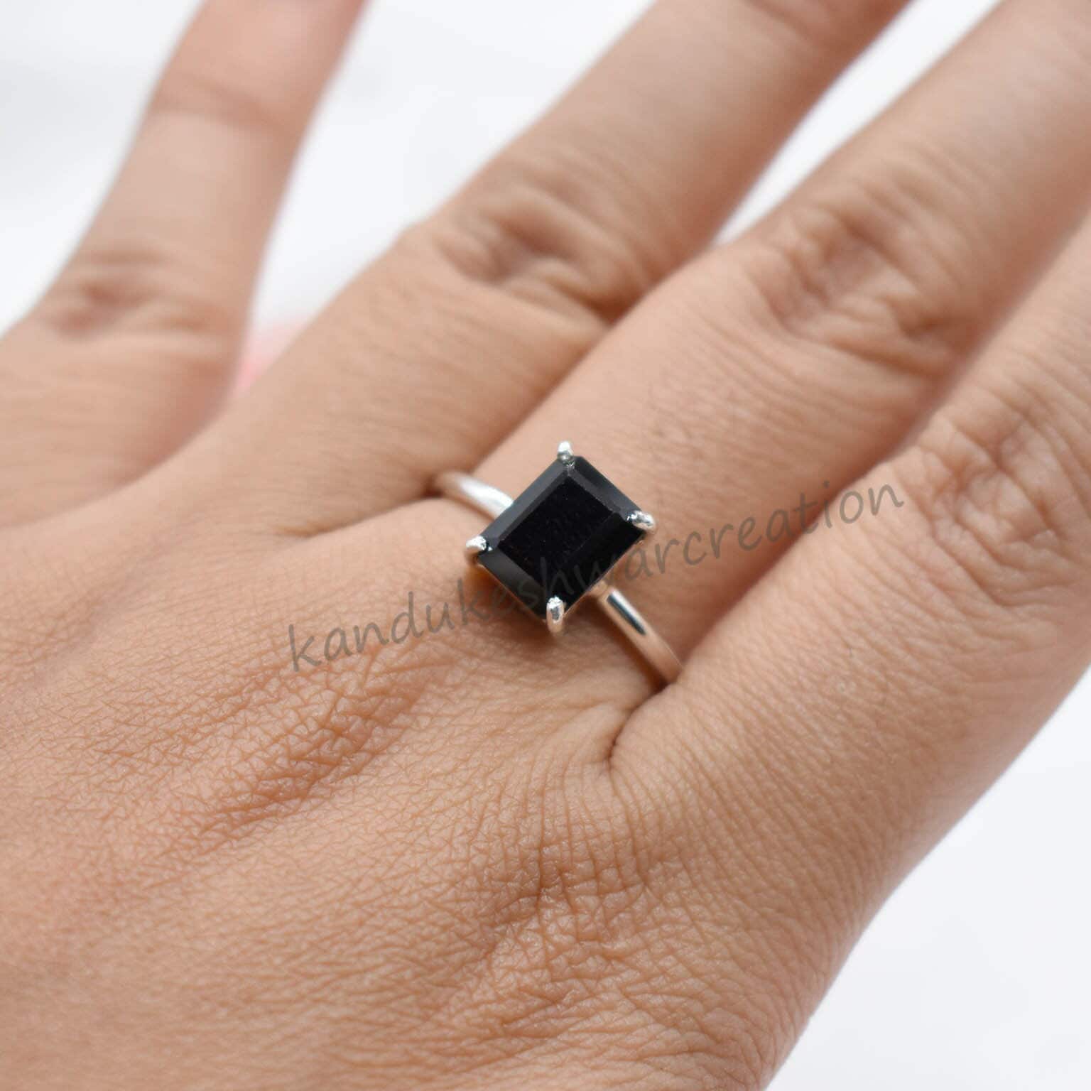 Dainty Black Onyx Ring Black Onyx Ring Natural Birthday - Etsy