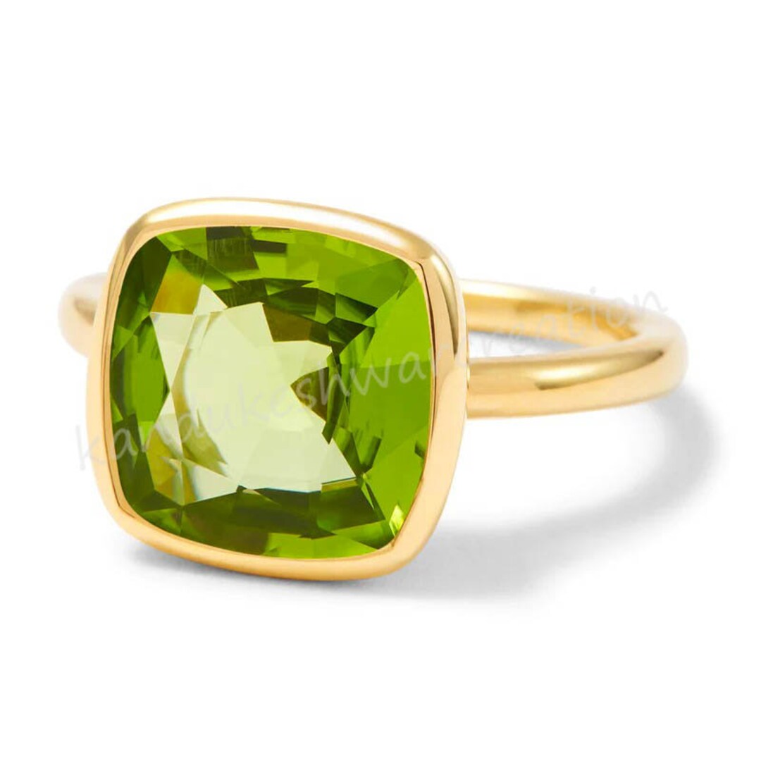 Cushion Green Peridot Ring, Natural Peridot Ring, Women Peridot Ring ...