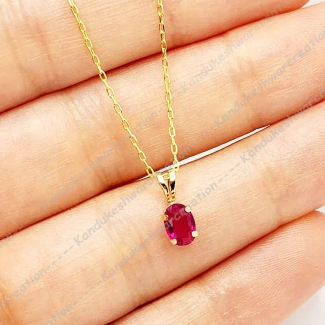 Minimalist Ruby Necklace, Natural Ruby Pendant, Tiny Ruby Necklace ...