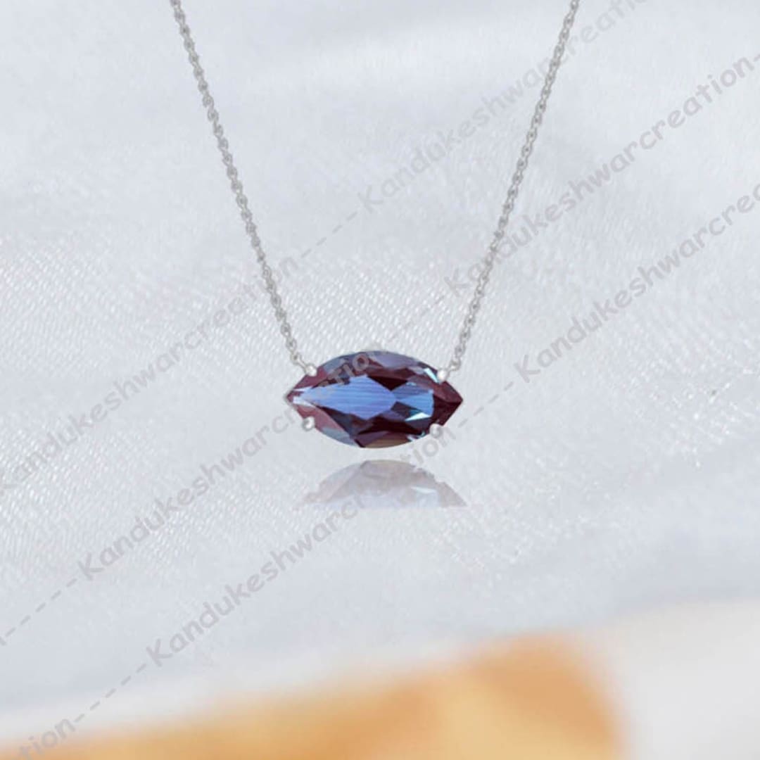 Dainty Marquise Alexandrite Pendant: 925 Sterling Silver Necklace - Etsy