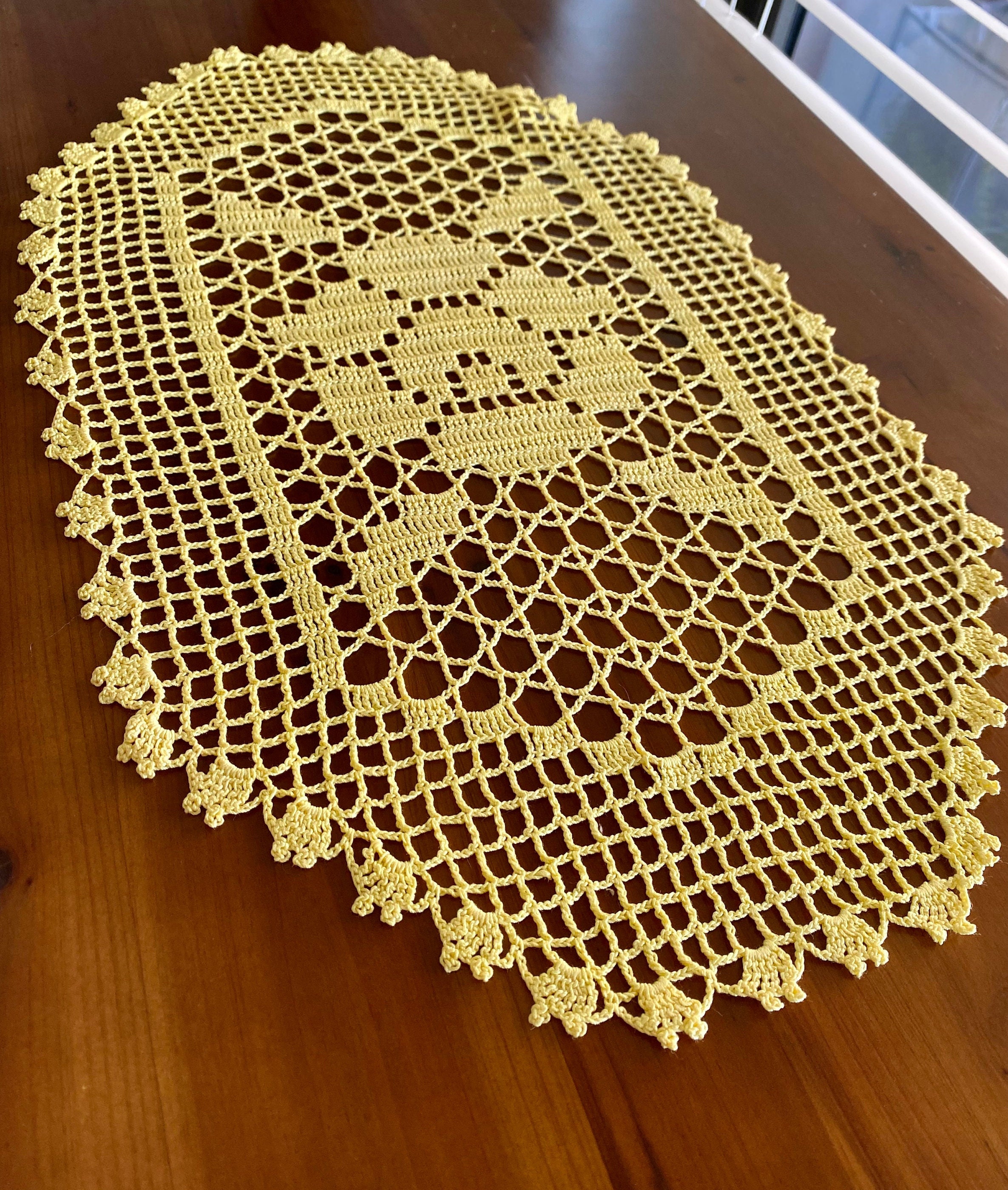 Beautiful Handmade Yellow Crochet Doily - Style 9 - Etsy