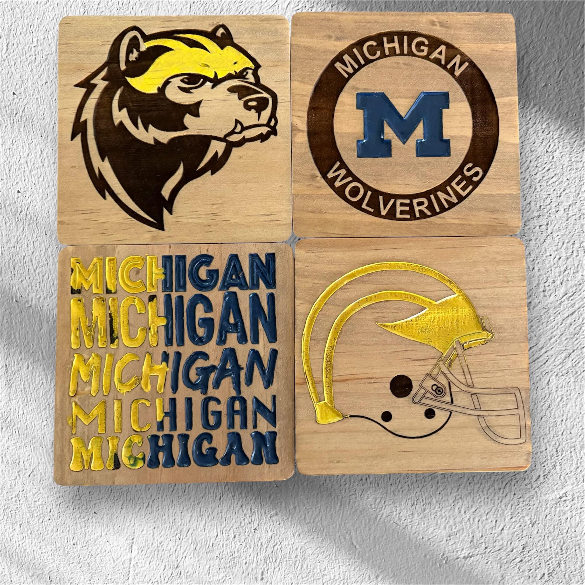 Wooden Coaster 4pack Team/ Football Team Wooden Coasters Michigan - Etsy