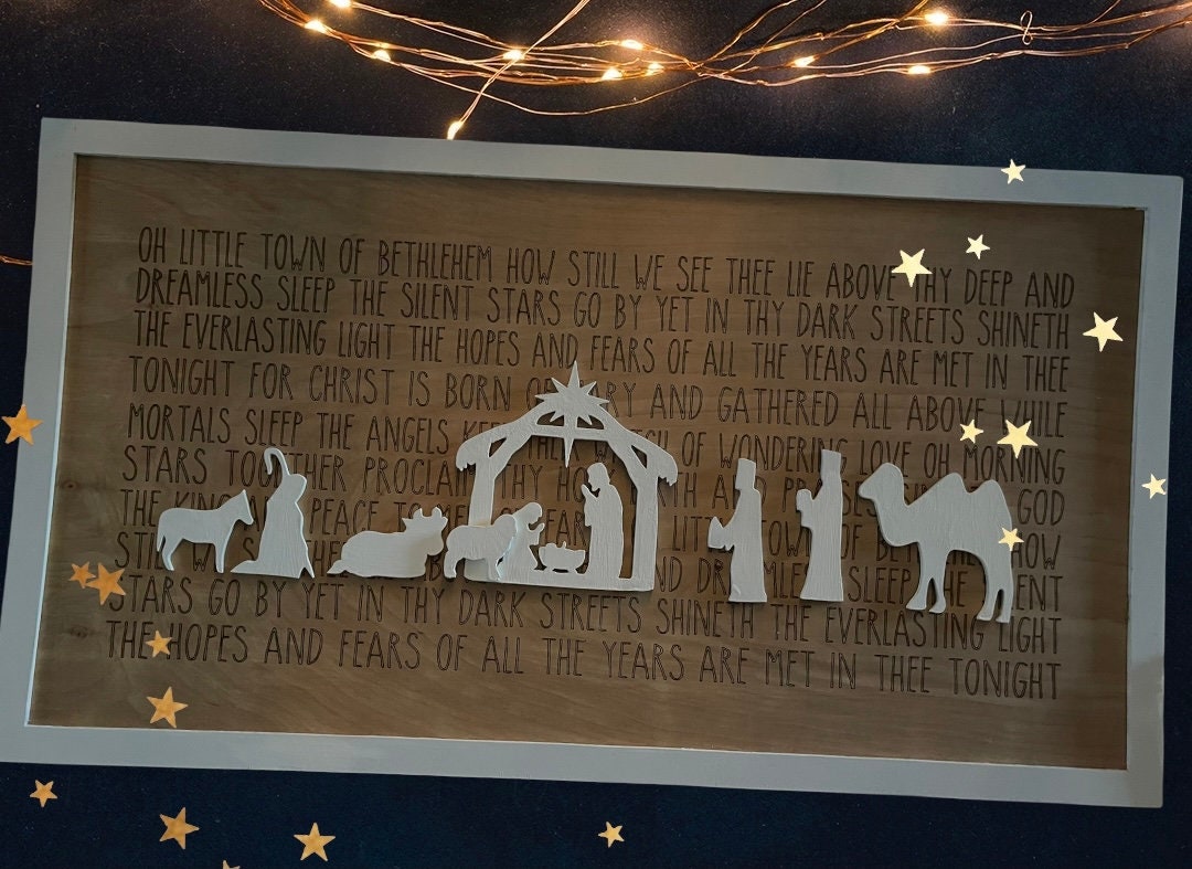 Oh Little Town of Bethlehem Engraved Wooden Sign - Etsy