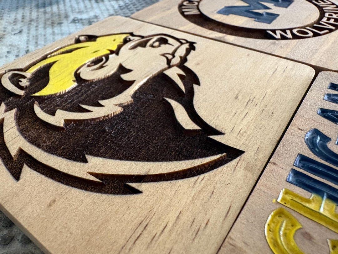 Wooden Coaster 4pack Team/ Football Team Wooden Coasters Michigan - Etsy