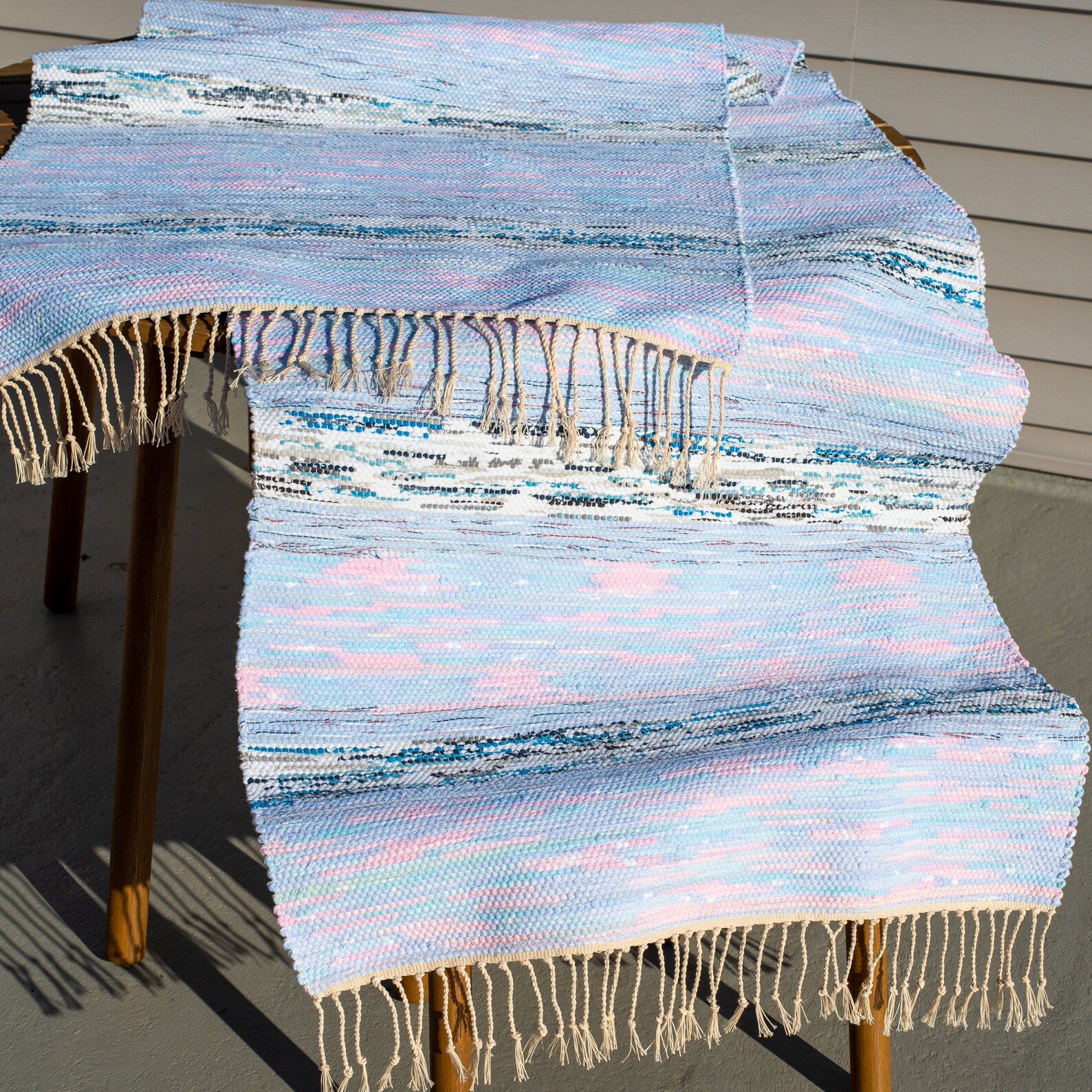 Traditional Upcycled Handwoven Designer Rag Rug/runner - Pastel Colors ...