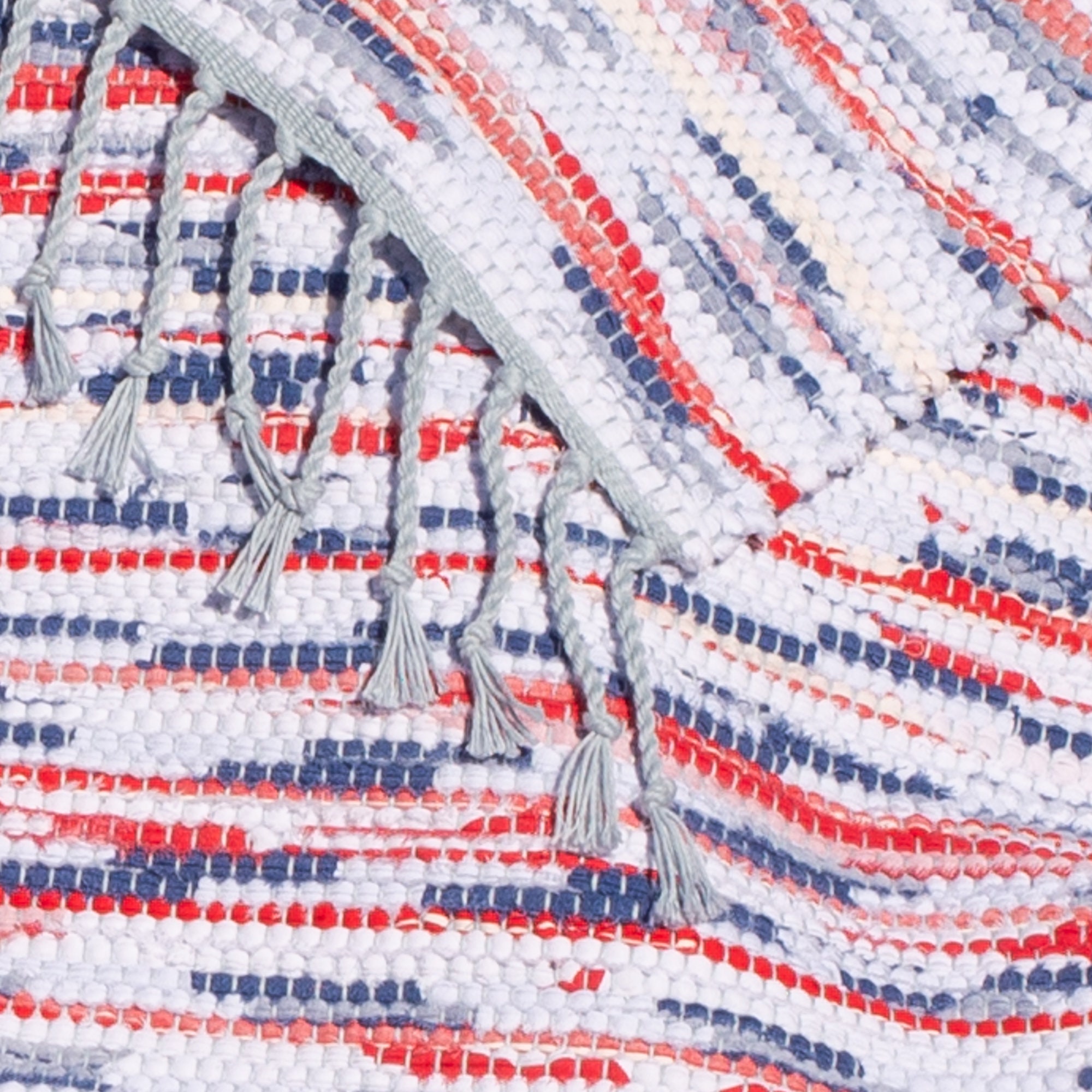 Upcycled Handwoven Rag Rug/runner - Designer, White, Blue & Red Tones ...