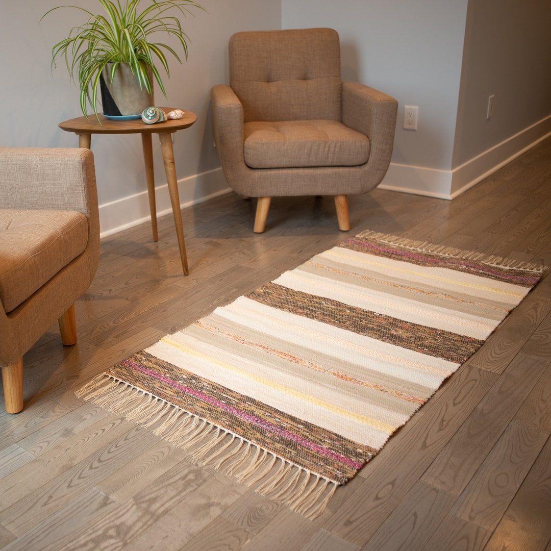 Traditional Upcycled Handwoven Rag Rug/runner - Warm Tones, Swedish ...